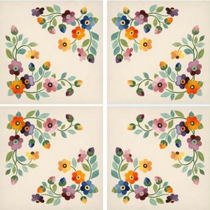 Set of 4 Floral Wall Art, Boho Tiles - Etsy