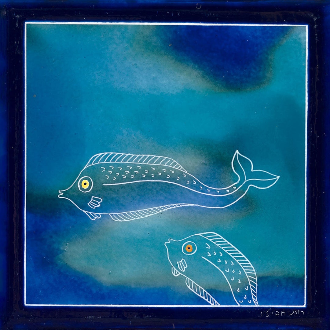 Blue Fish Ceramic Wall Tile - Etsy