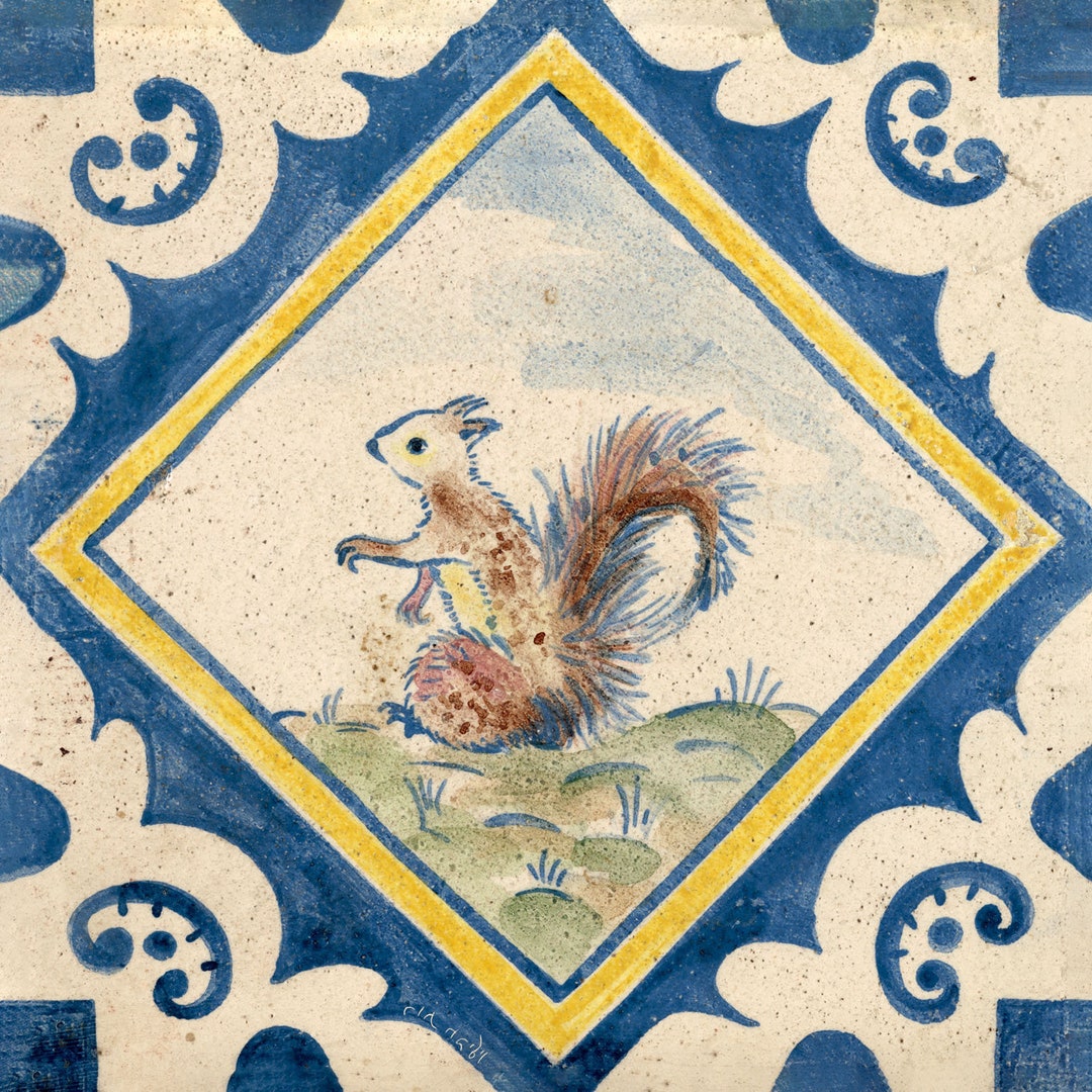 Decorative Wall Tile With a Painting of a Squirrel, Children's Room ...