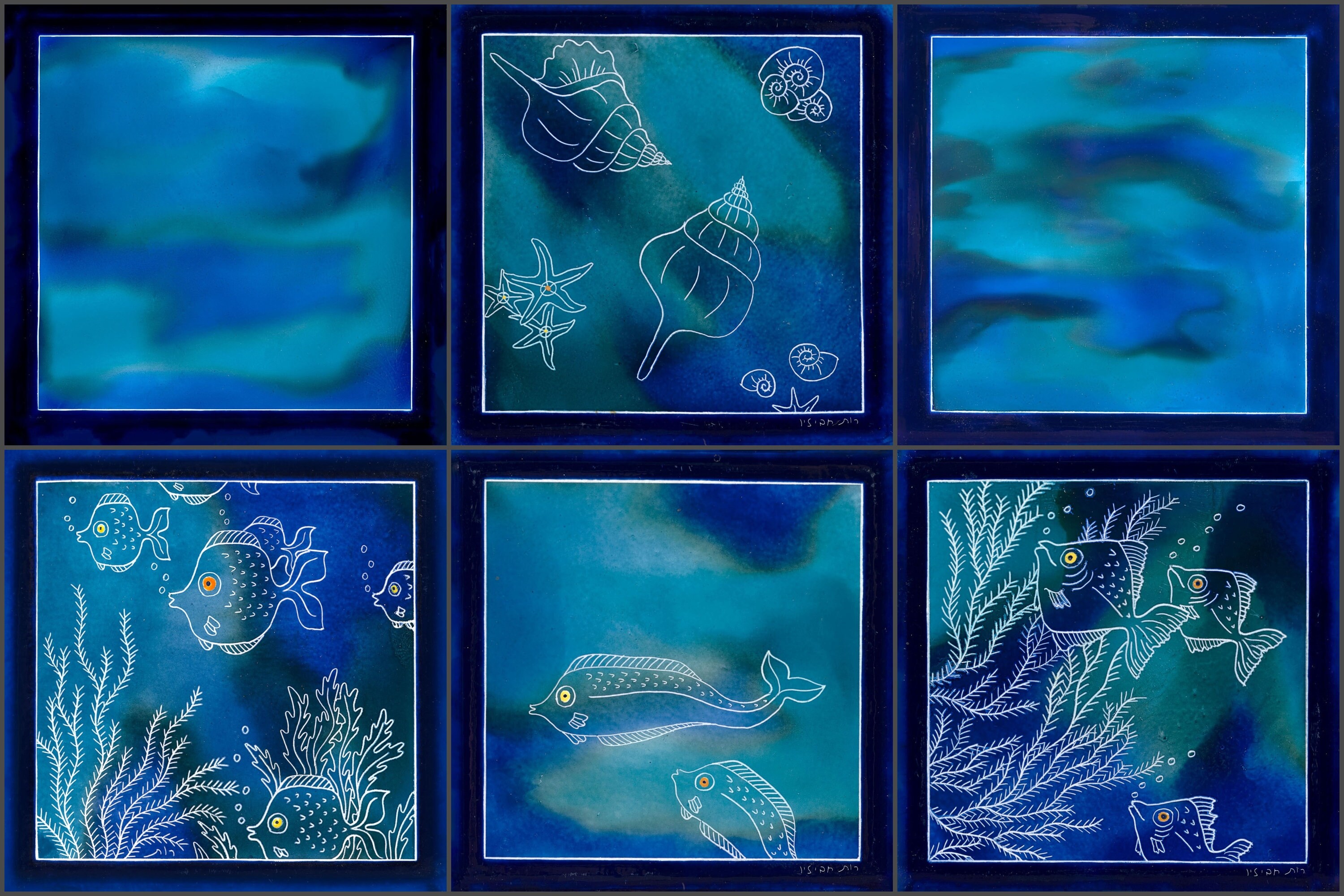 Blue Fish Ceramic Wall Tile - Etsy