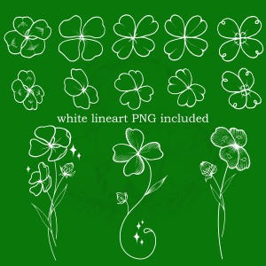 Lucky Clover Tattoo Flash Sheet | Hand Drawn Fine Line Designs (digital ...