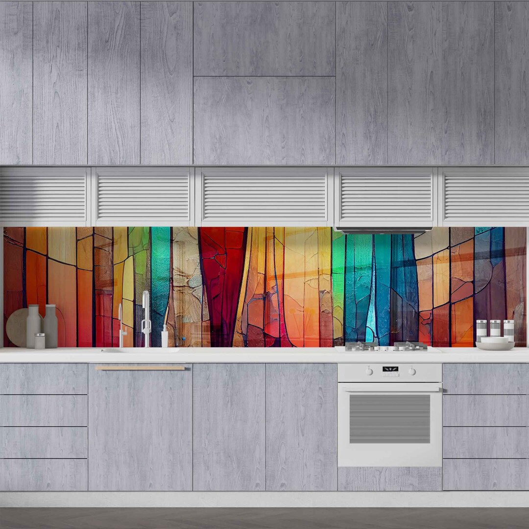 Tempered Glass Kitchen Backsplash, Stove Back Top Cover, Kitchen Sink ...