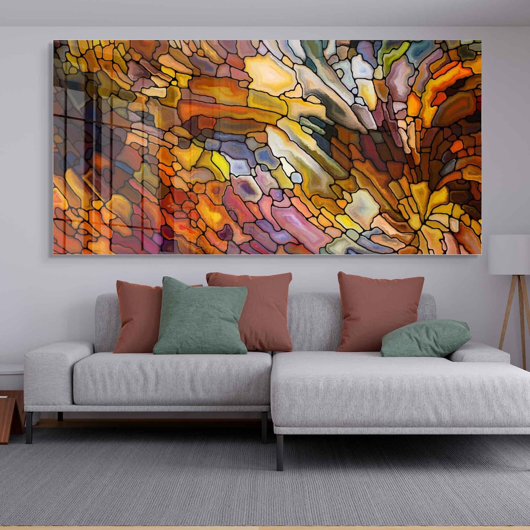 Tempered Glass Wall Art, Stained Glass Wall Decor, Home Decor, Living ...