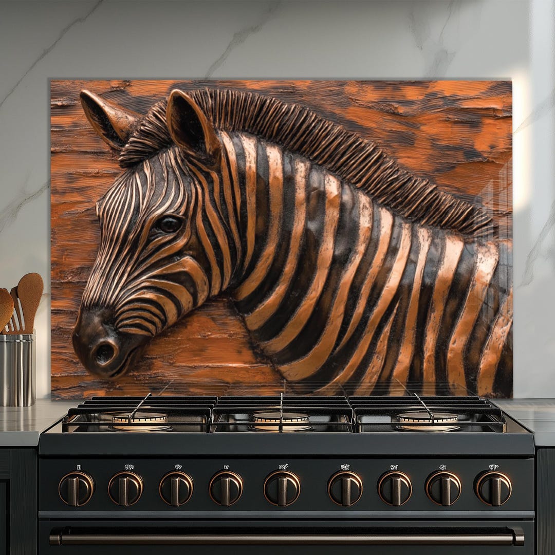 Tempered Glass Zebra Splashback, Kitchen Glass Backsplash, Stove Back ...