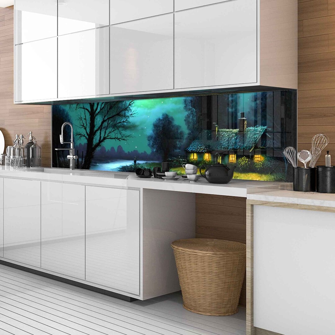 Tempered Glass Kitchen Backsplash, Stove Back Top Cover, Kitchen Sink ...