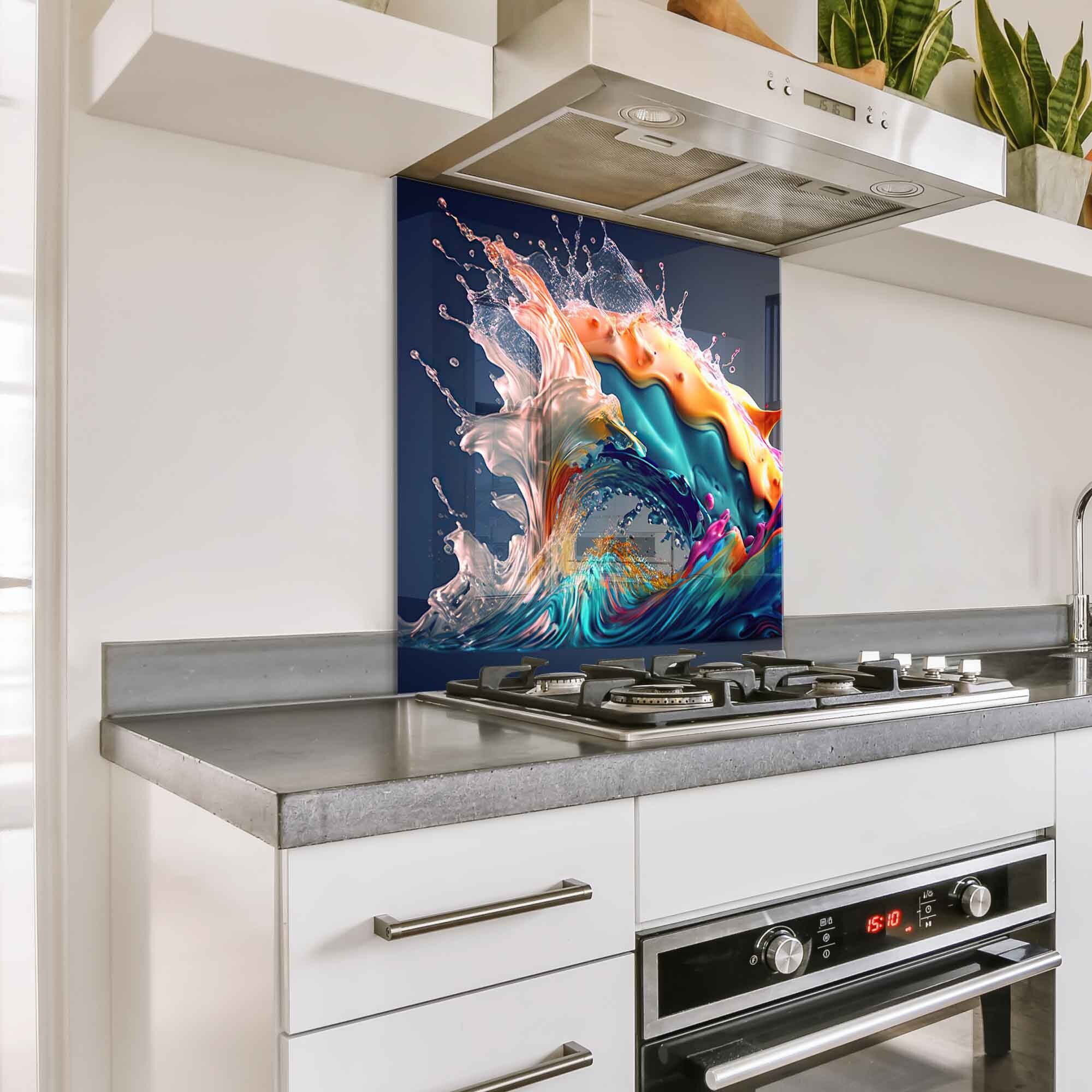 Kitchen Backsplash for Stove, Glass Splashback, Stove Back Top Cover ...