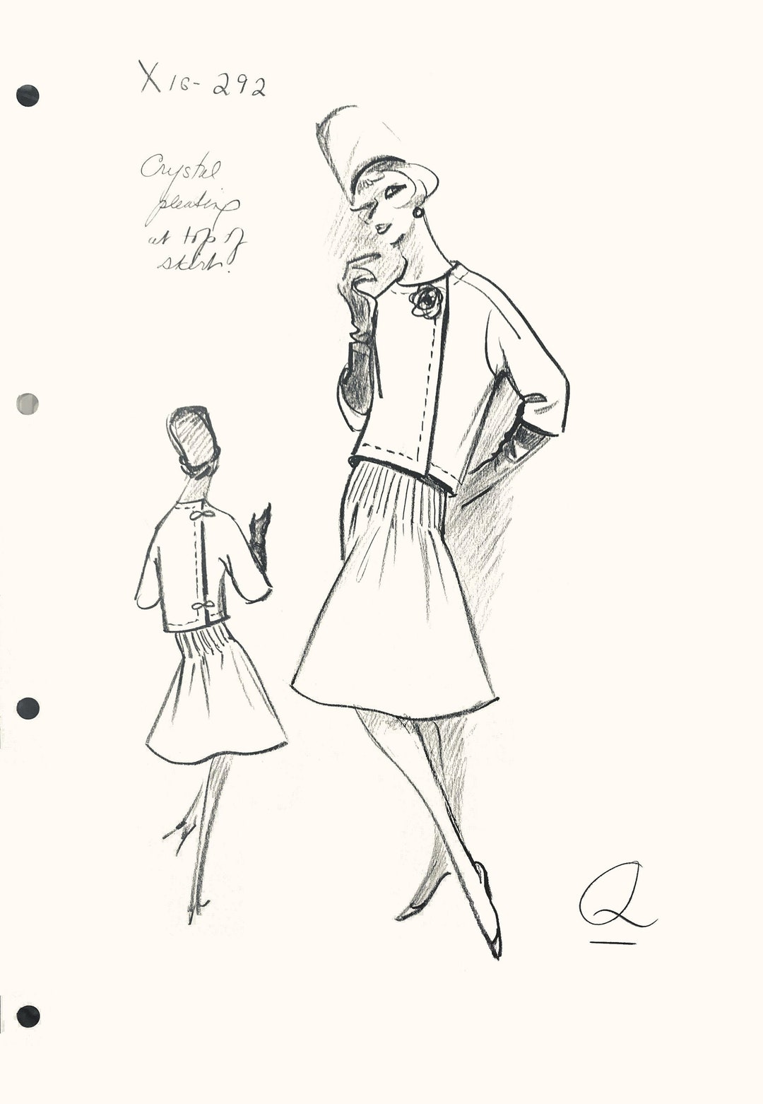 PIERRE CARDIN Vintage Fashion Sketch: 1960s Designer Illustration - Etsy