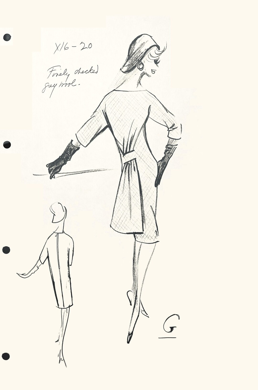 Vintage JACQUES GRIFFE Fashion Sketch Haute Couture Retro Dress - Etsy