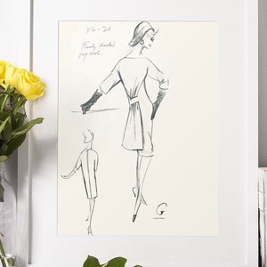Vintage JACQUES GRIFFE Fashion Sketch Haute Couture Retro Dress - Etsy