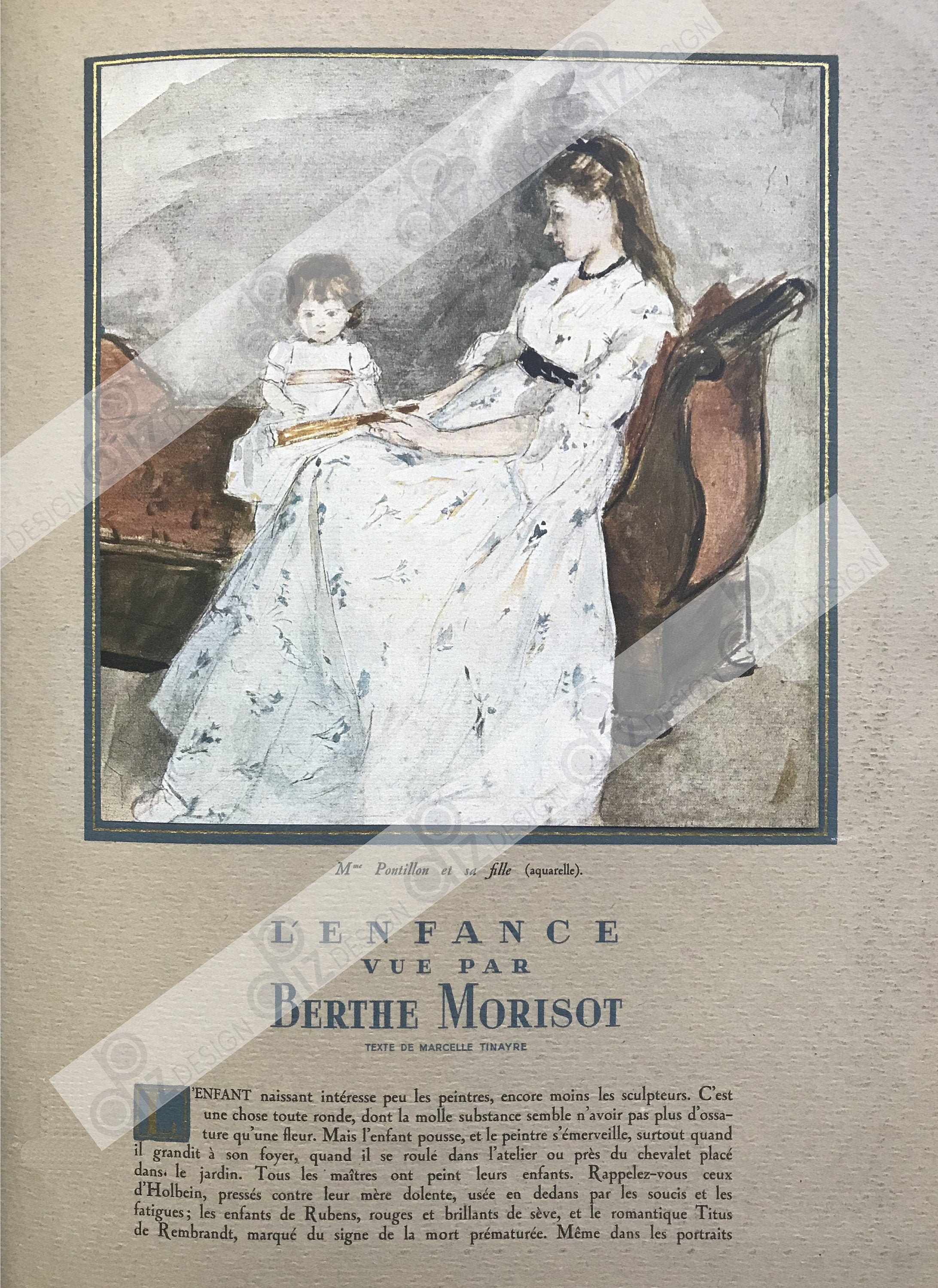 Vintage BERTHE MORISOT French Watercolor Mother and Child Impressionist ...