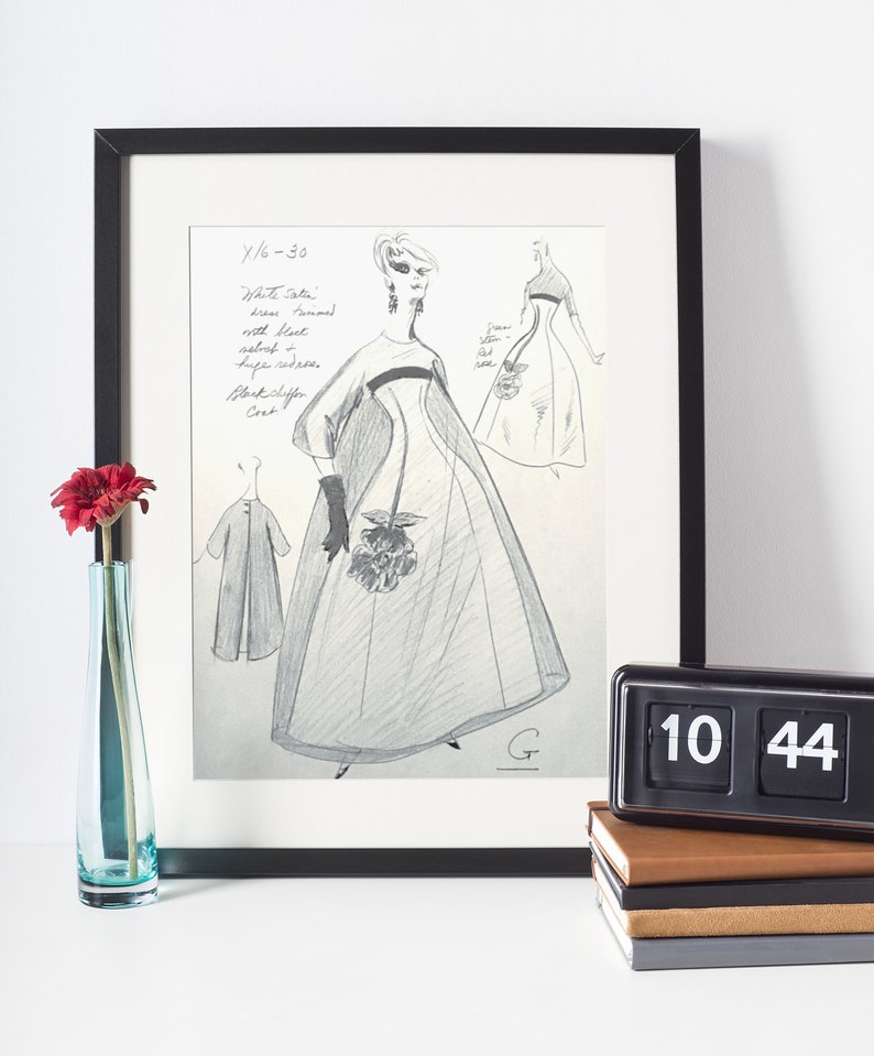 Vintage JACQUES GRIFFE Fashion Design Evening Gown Sketch Haute Couture ...
