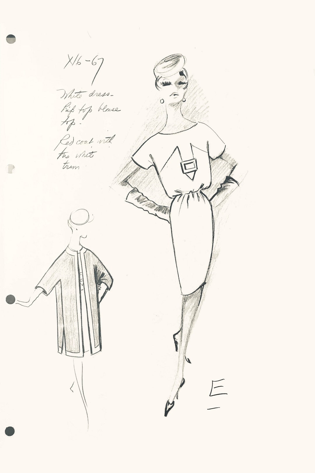 Vintage BALMAIN Fashion Design Sketch Haute Couture Retro Dress - Etsy