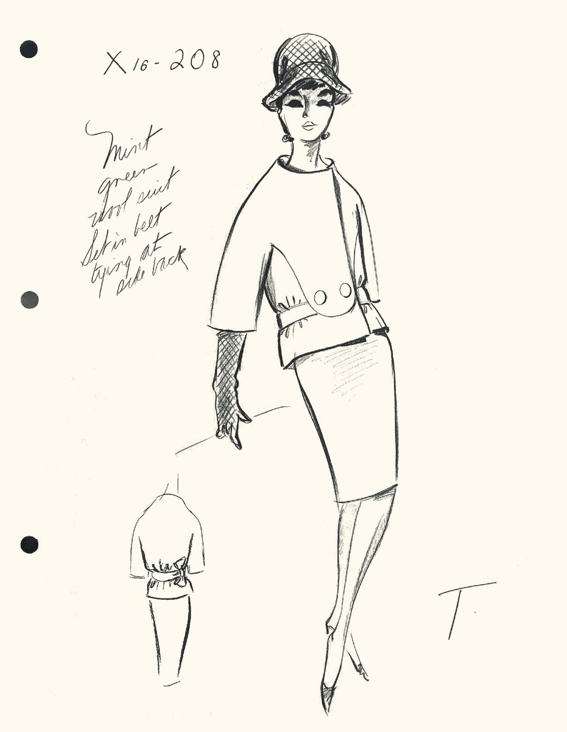 Retro Fashion Sketches 60’s Suit - Etsy