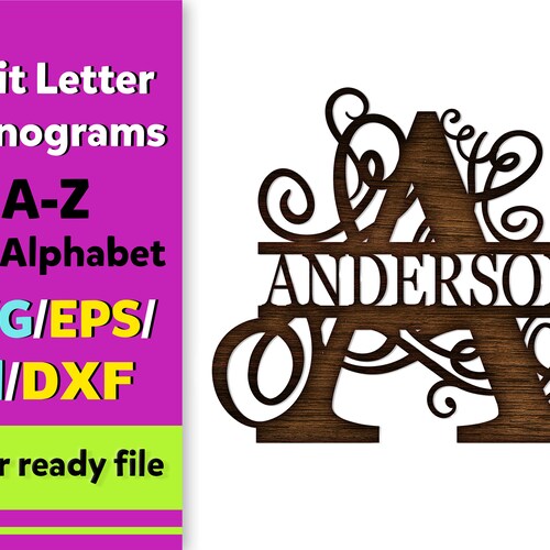 Split Regal Monogram Alphabet Letters Laser Cut Files SVG - Etsy