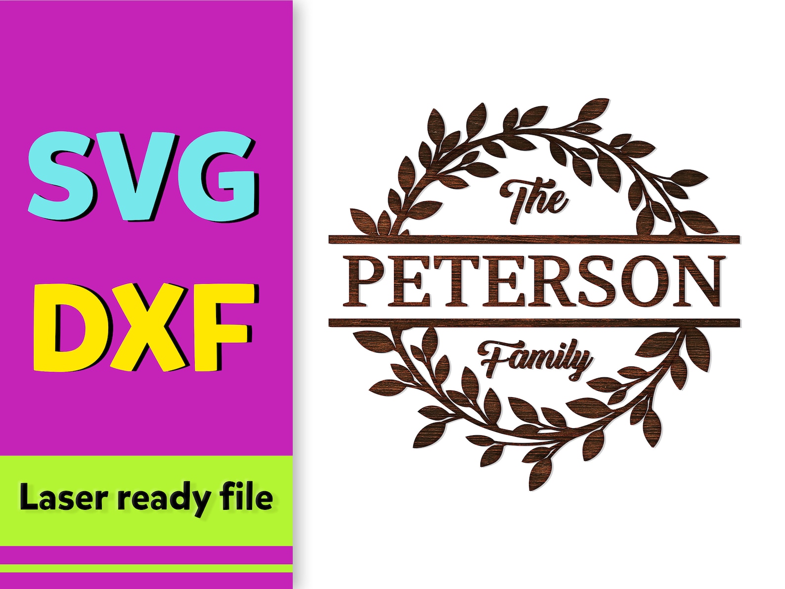 Wedding Split Monogram Svgsplit Svg Glowforgefamily Monogram - Etsy