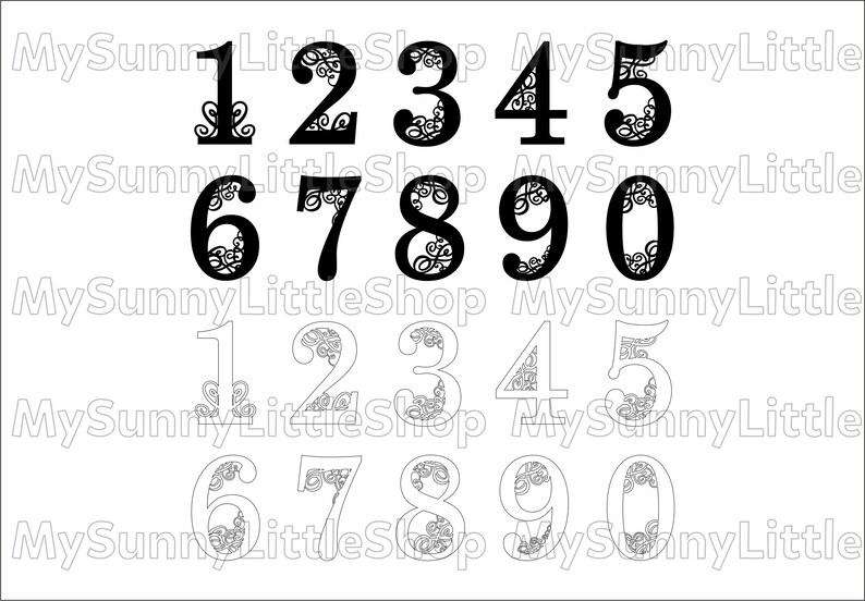 Vintage Number Svgsilhouettedigital Laser File for Swirled - Etsy
