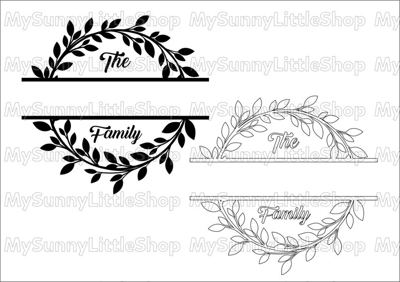 Wedding Split Monogram Svgsplit Svg Glowforgefamily Monogram - Etsy