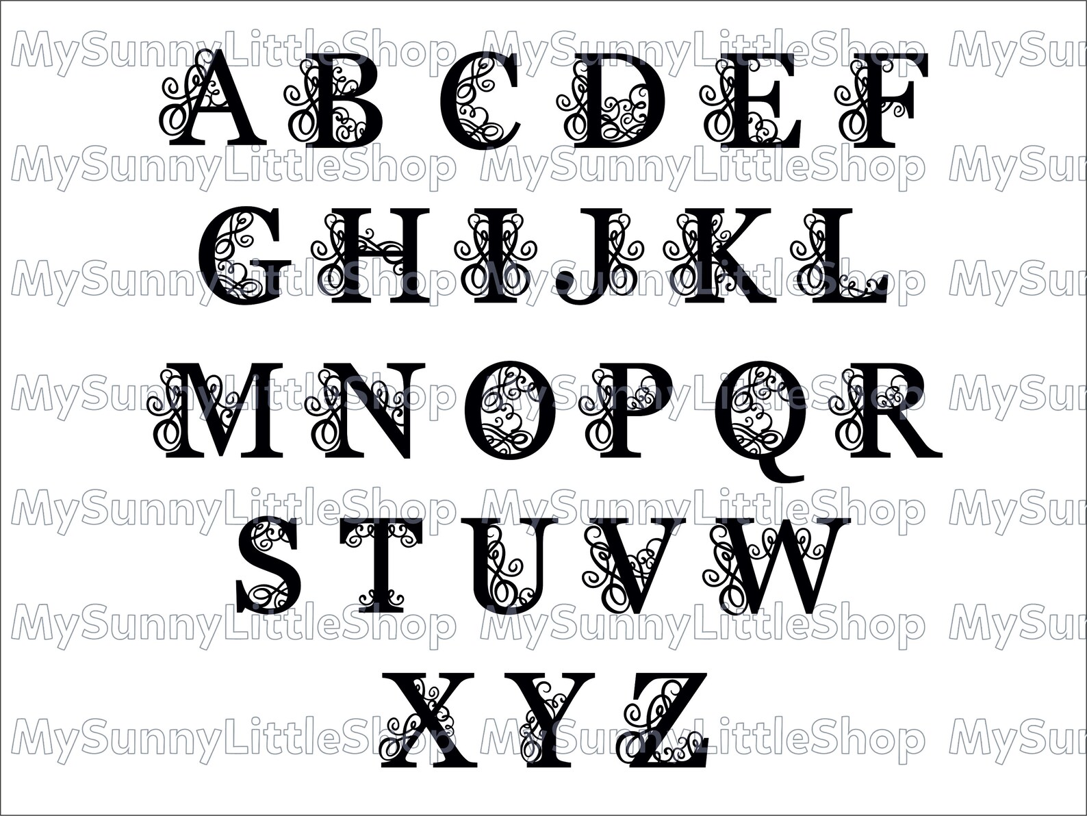 Swirl Letter Setscrolldigital Cut Filefull - Etsy