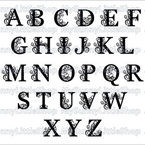 Swirl Letter Set,scroll,digital Cut File,full Alphabet,svg,dxf,cricut ...