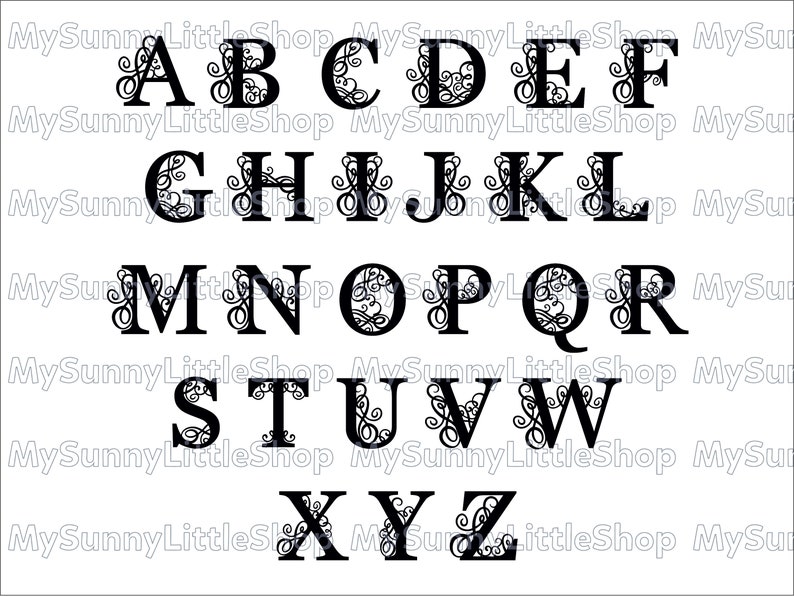 Swirl Letter Set,scroll,digital Cut File,full Alphabet,svg,dxf,cricut ...