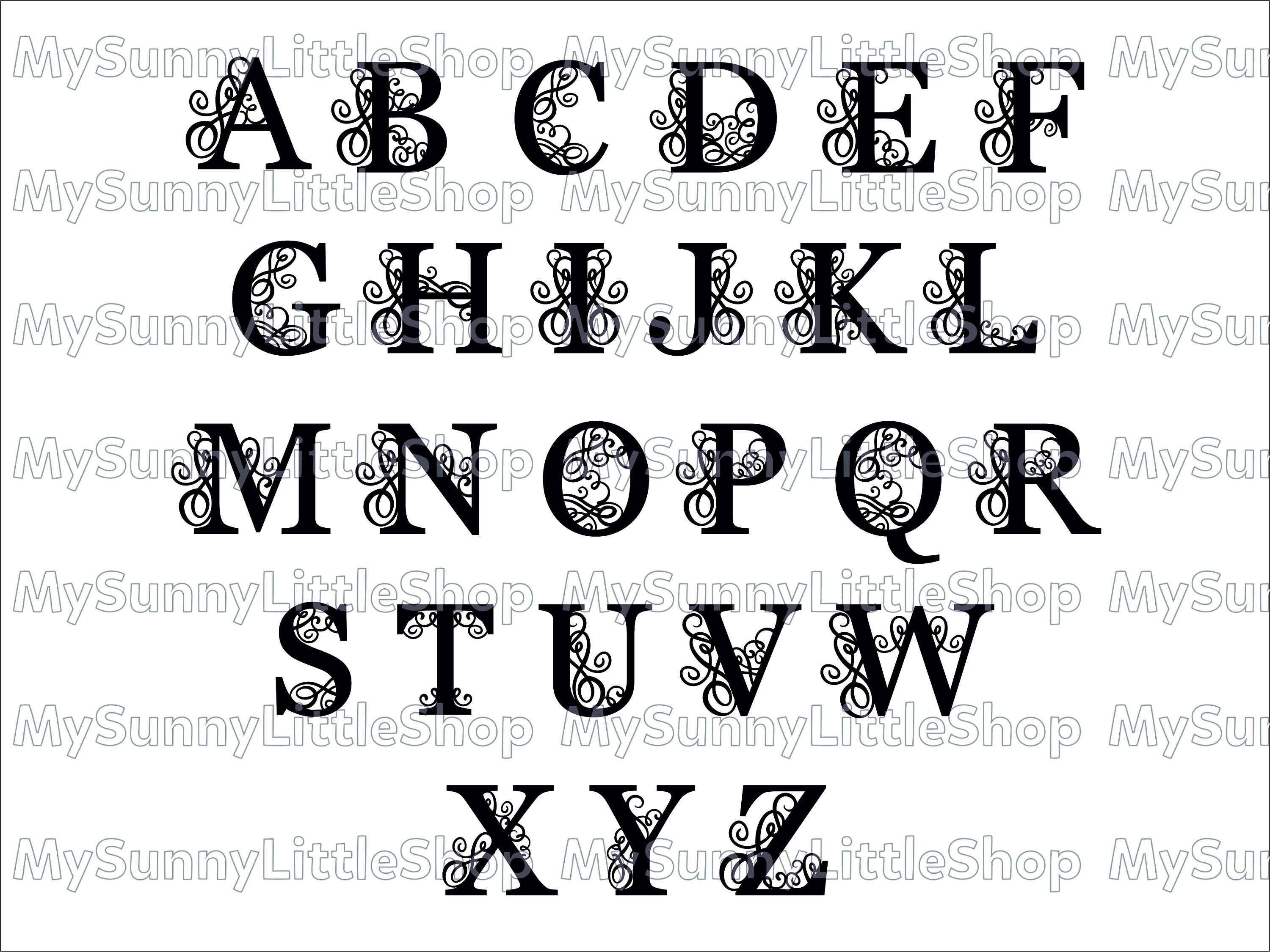 Swirl Letter Set,scroll,digital Cut File,full Alphabet,svg,dxf,cricut ...