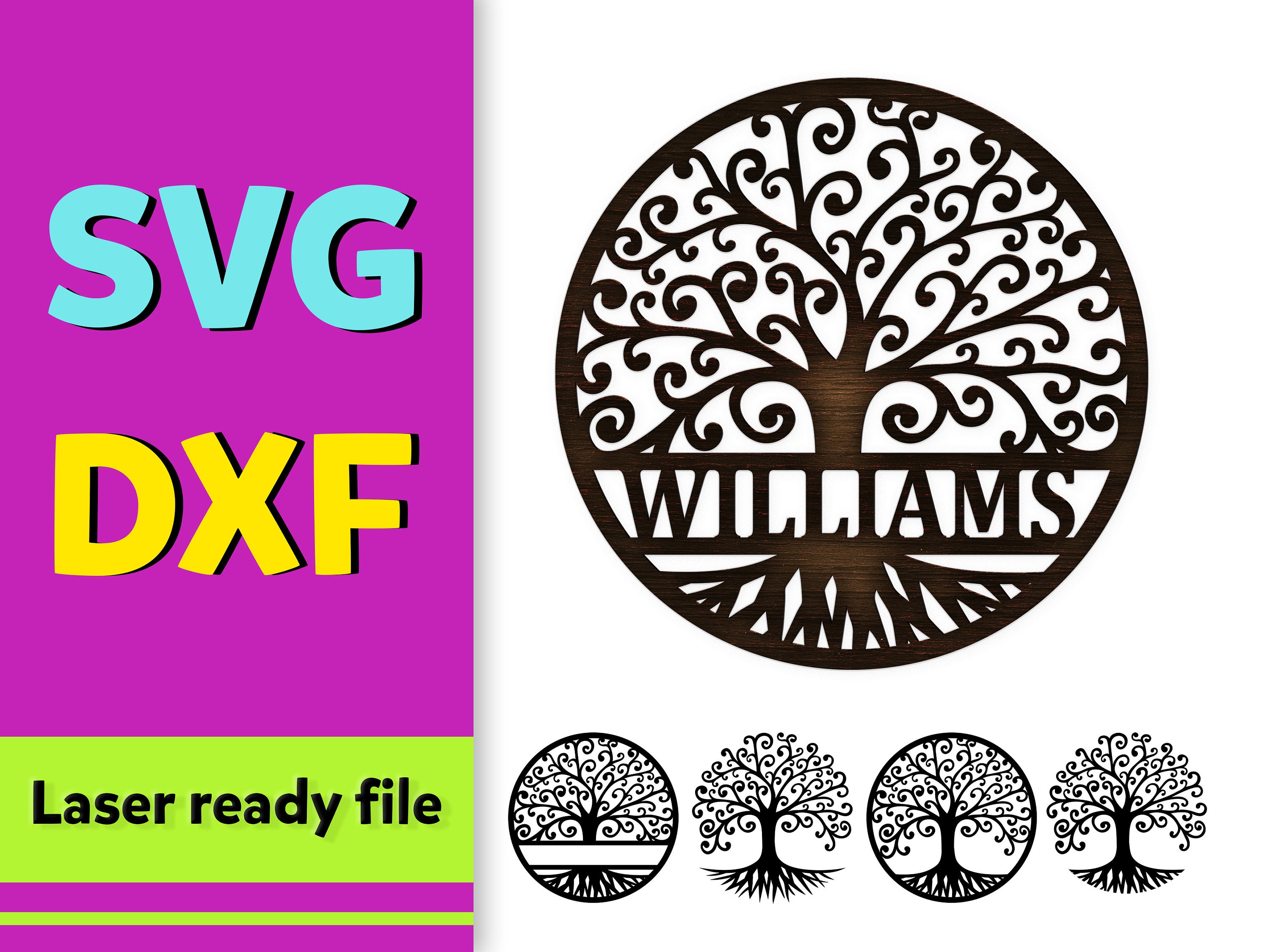 Curly Tree Svg Glowforgetree of Life Monogramlaser Ready - Etsy