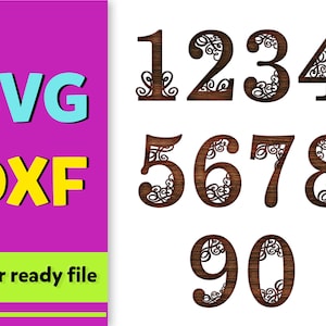 Vintage Number Svg,silhouette,digital Laser File for Swirled Numbers ...