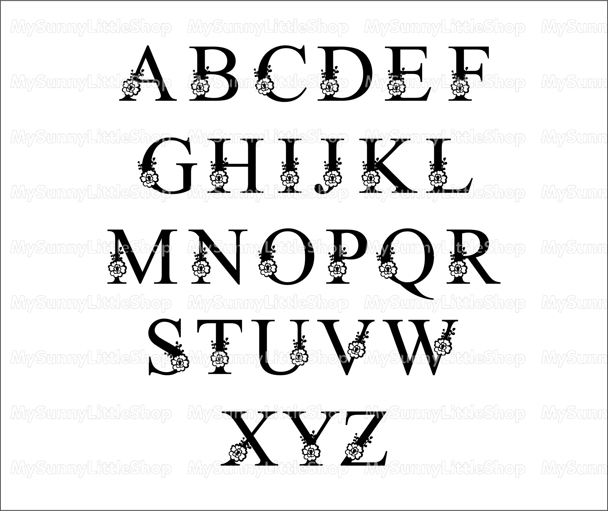 Floral Alphabet Bundle 26 letters SvgDXFEPSPNGflowers | Etsy