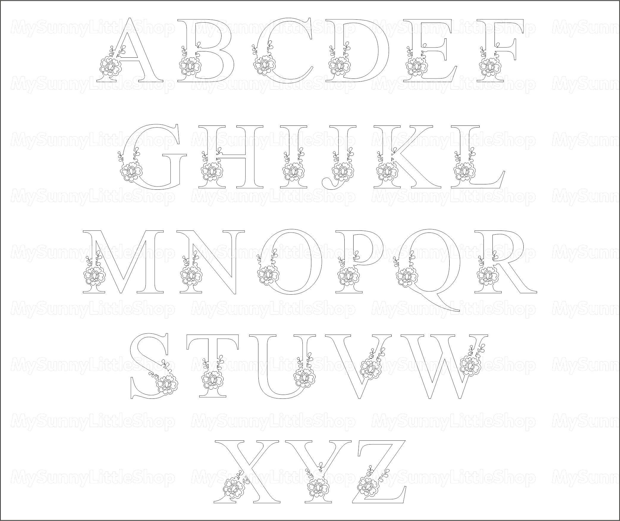 Floral Alphabet Bundle 26 letters SvgDXFEPSPNGflowers | Etsy