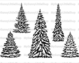 Pine Tree Silhouette 3 Trees SVG File - Etsy