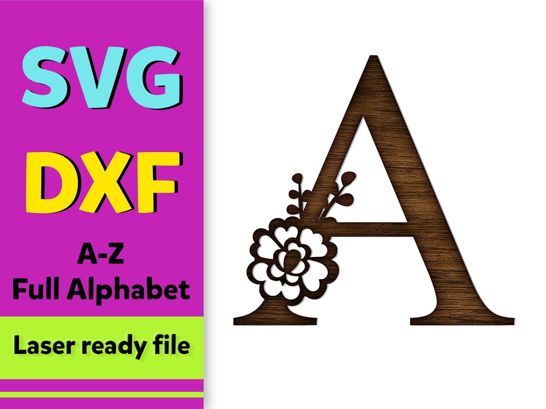 Floral Alphabet Bundle 26 Letters Svg,dxf,eps,png,flowers Letters ...