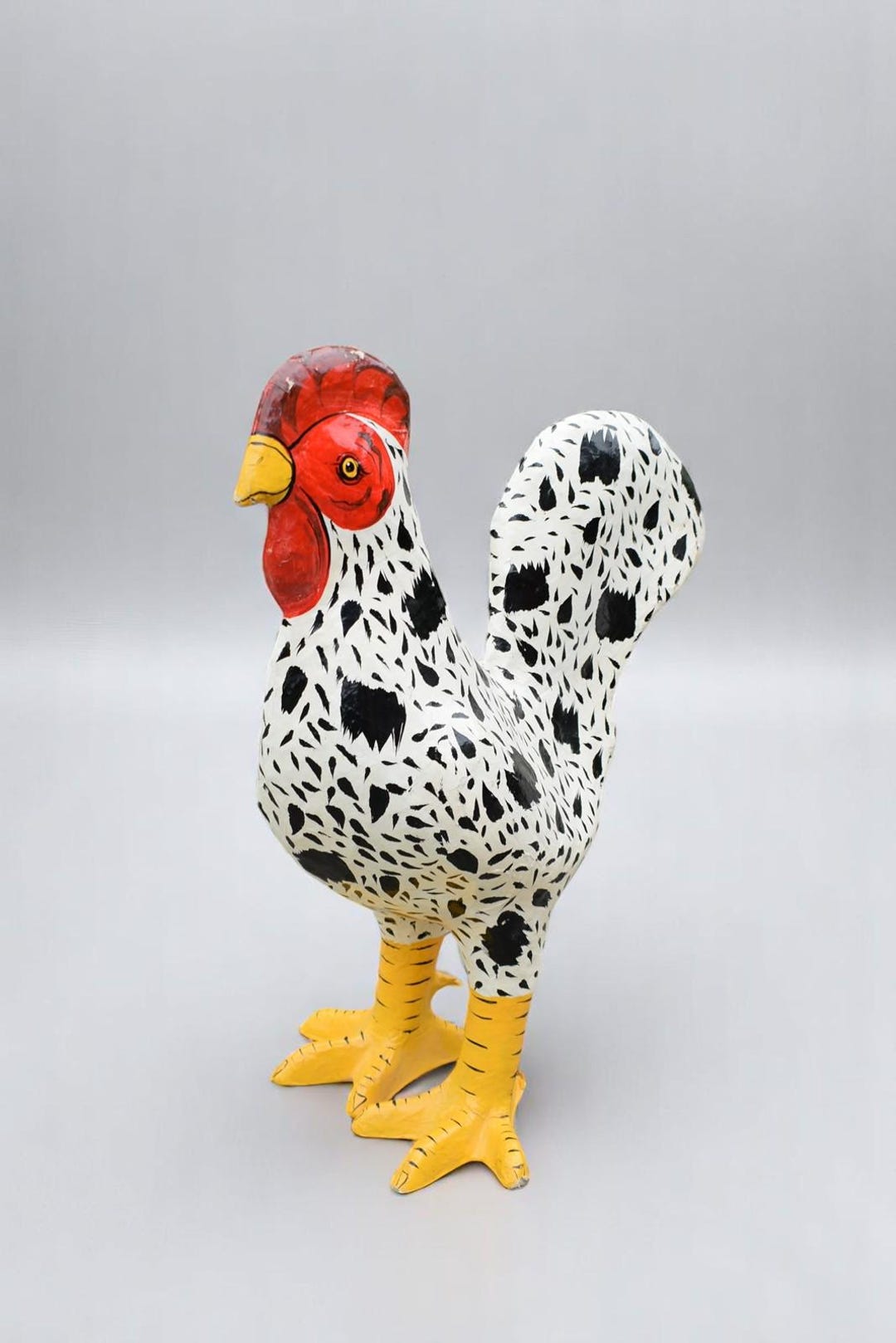 Vintage Painted Papier-mâché Rooster - Etsy