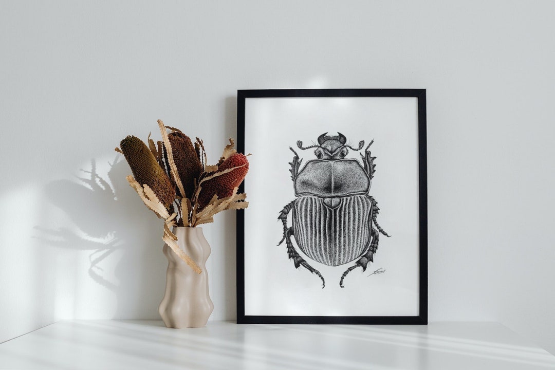 Spotted Scarab Fine Art Print, Printable Scarab Ink Drawing Wall Art ...