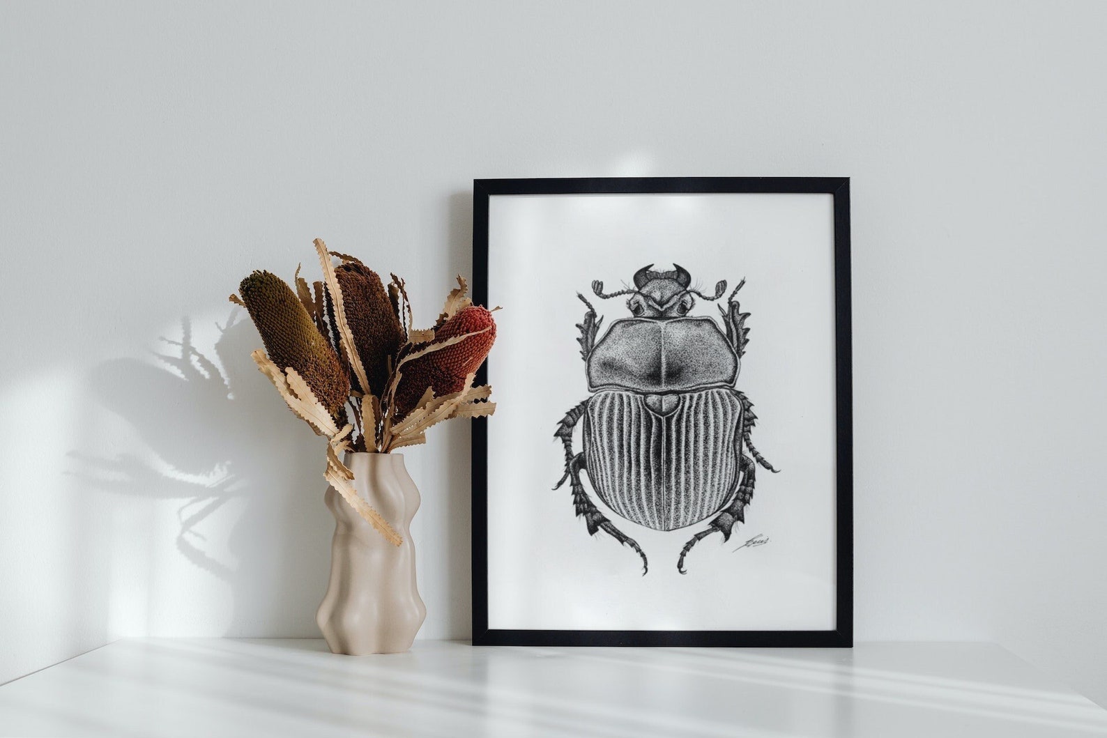Spotted Scarab Fine Art Print, Printable Scarab Ink Drawing Wall Art ...