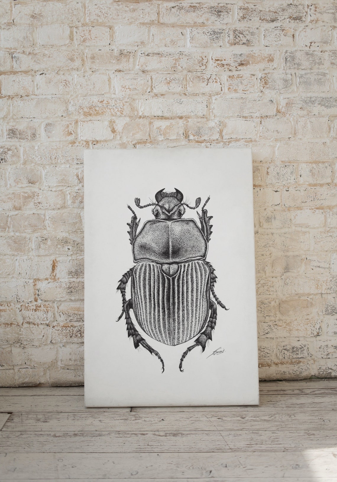 Spotted Scarab Fine Art Print, Printable Scarab Ink Drawing Wall Art ...