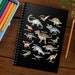 Dino Notebook, Chill Dinosaur Sipping Coffee, Spiral Journal, Neo Mint ...