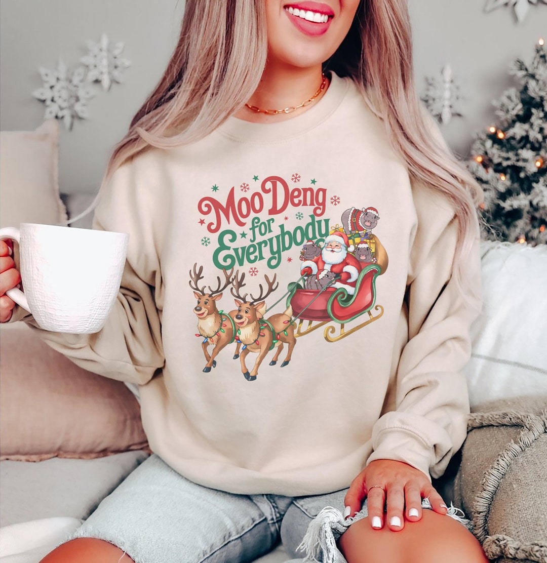 Moo Deng Christmas Sweatshirt Moo Deng Merch Cute Moo Deng Hippo Plus ...