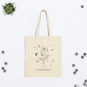 October Birth Flower Bag Personalized Canvas Tote Bag Birth Month Tote ...