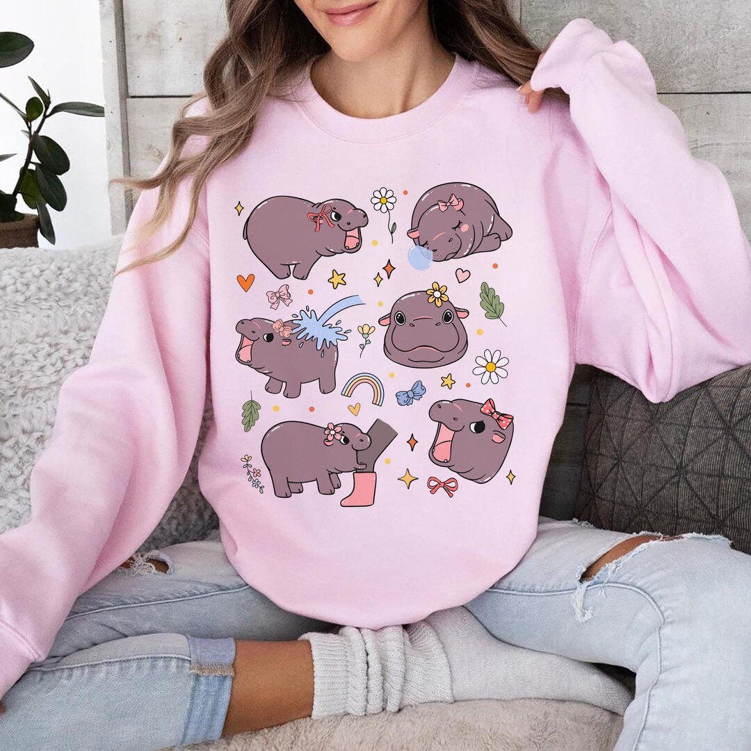 Moo Deng Sweatshirt Moo Deng Merch Cute Moo Deng Hippo Moo Deng Present ...
