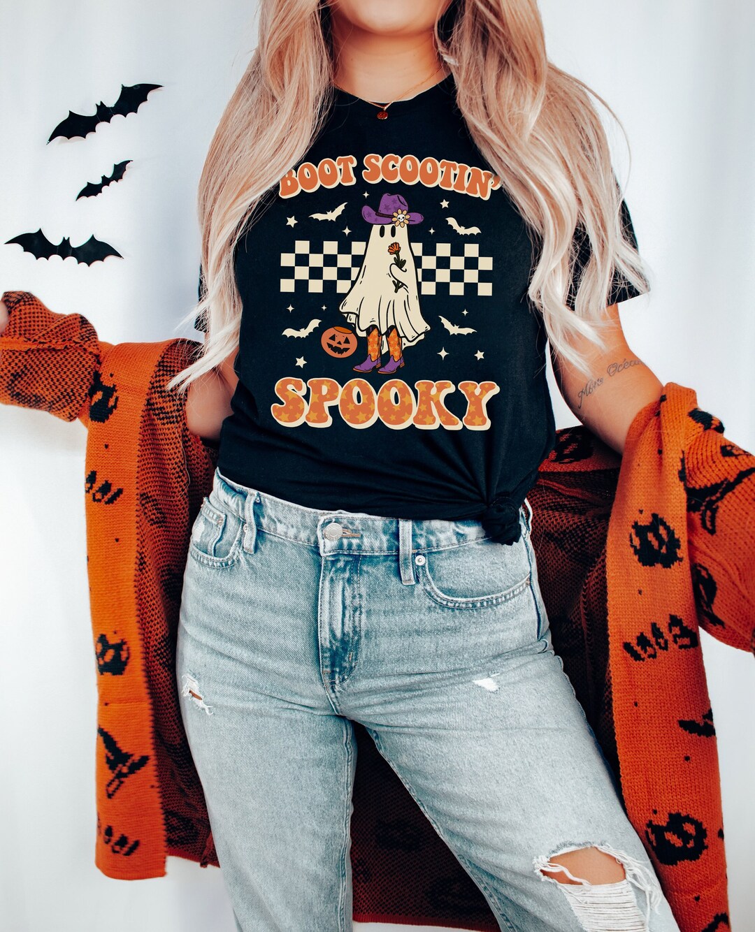 Boot Scootin Spooky Shirt Retro Halloween Shirt Cowgirl Outfit Ghost ...