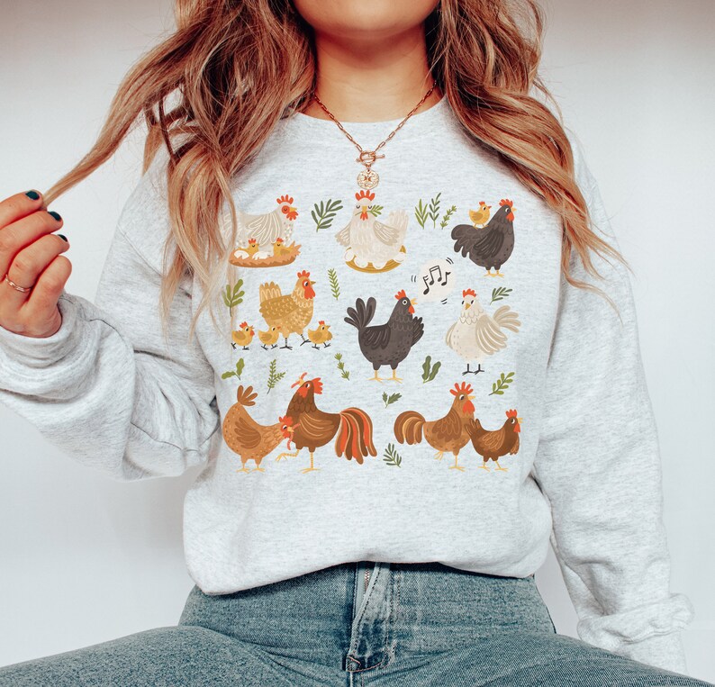 Chicken Sweatshirt Women Chicken Sweater Cottagecore Sweater ...
