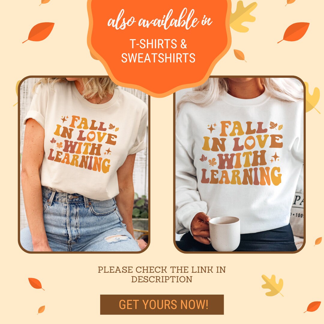 Fall in Love With Learning Retro Fall Teacher Crewneck Thanksgiving ...