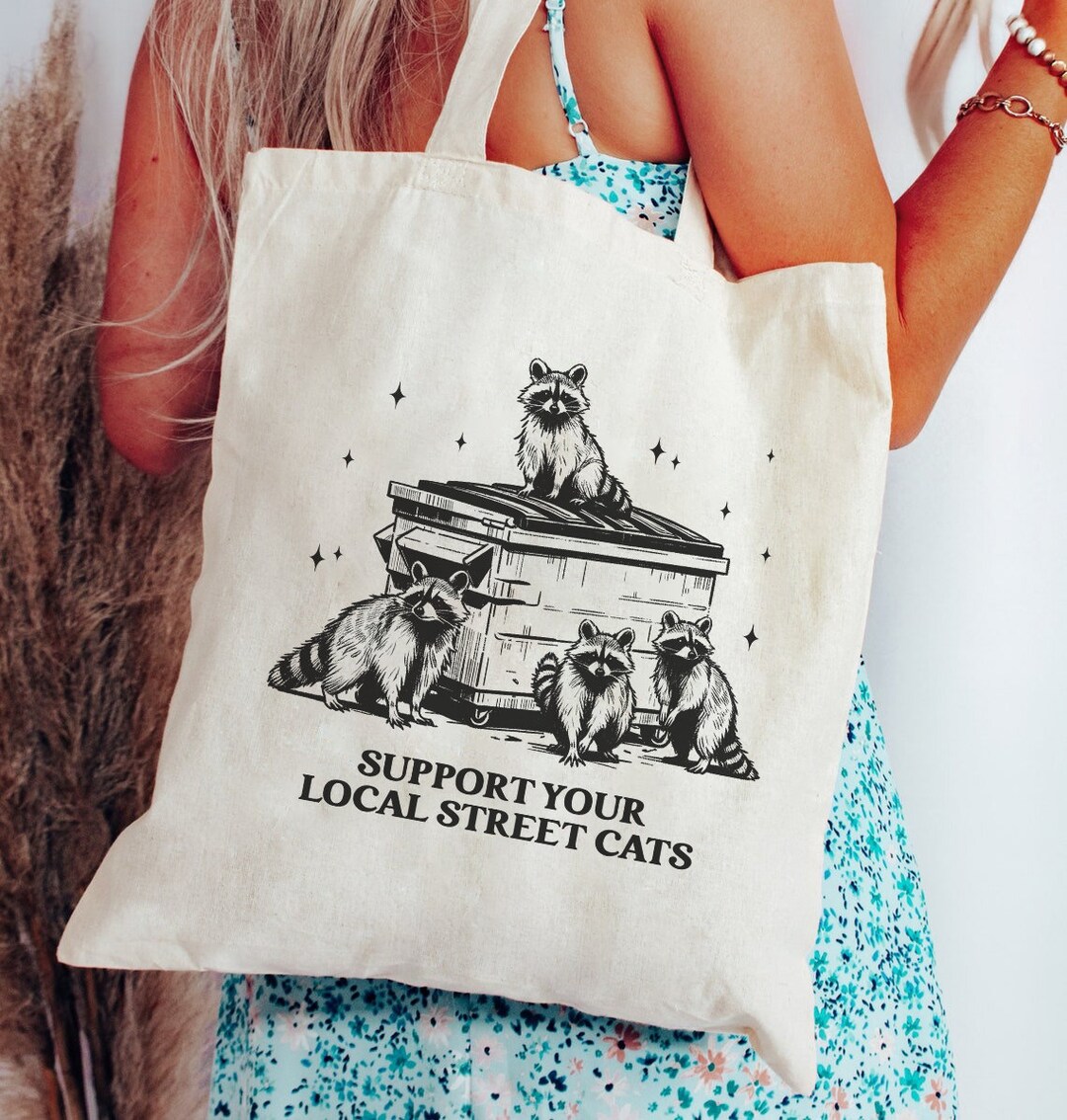 Funny Raccoon Tote Bag Aesthetic Animal Tote Bag Racoon Gifts Raccoon ...