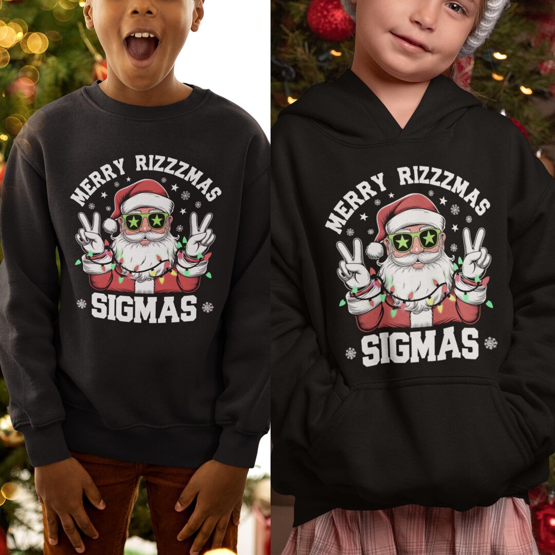 Merry Rizzmas Sigmas Funny Kids Christmas Shirt Gen Alpha Shirt Santa ...