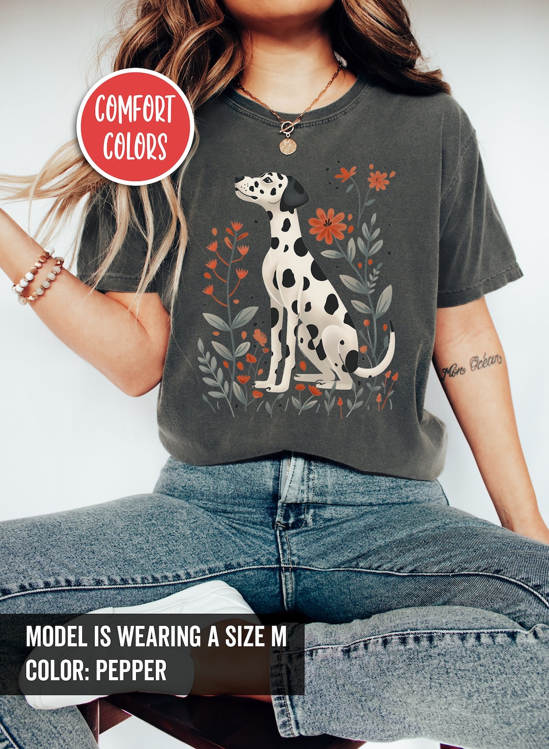 Dalmatian Shirt Dalmatian Gifts Cute Dalmatian Mom Shirt Floral Dog ...