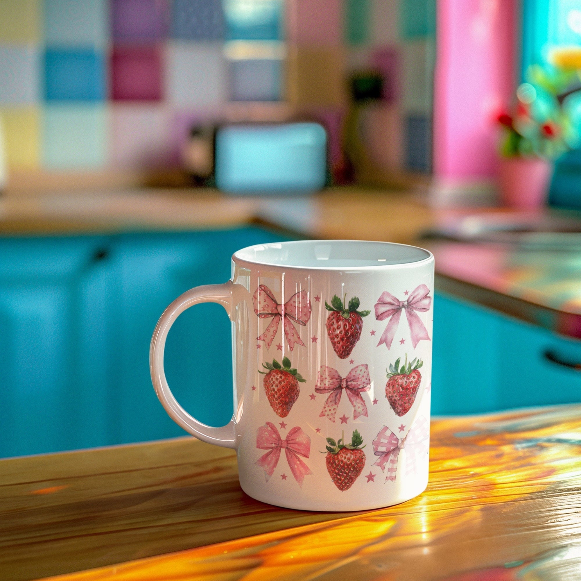 Coquette Strawberry Mug Coquette Mug Cottagecore Mug Preppy Stuff Cute ...