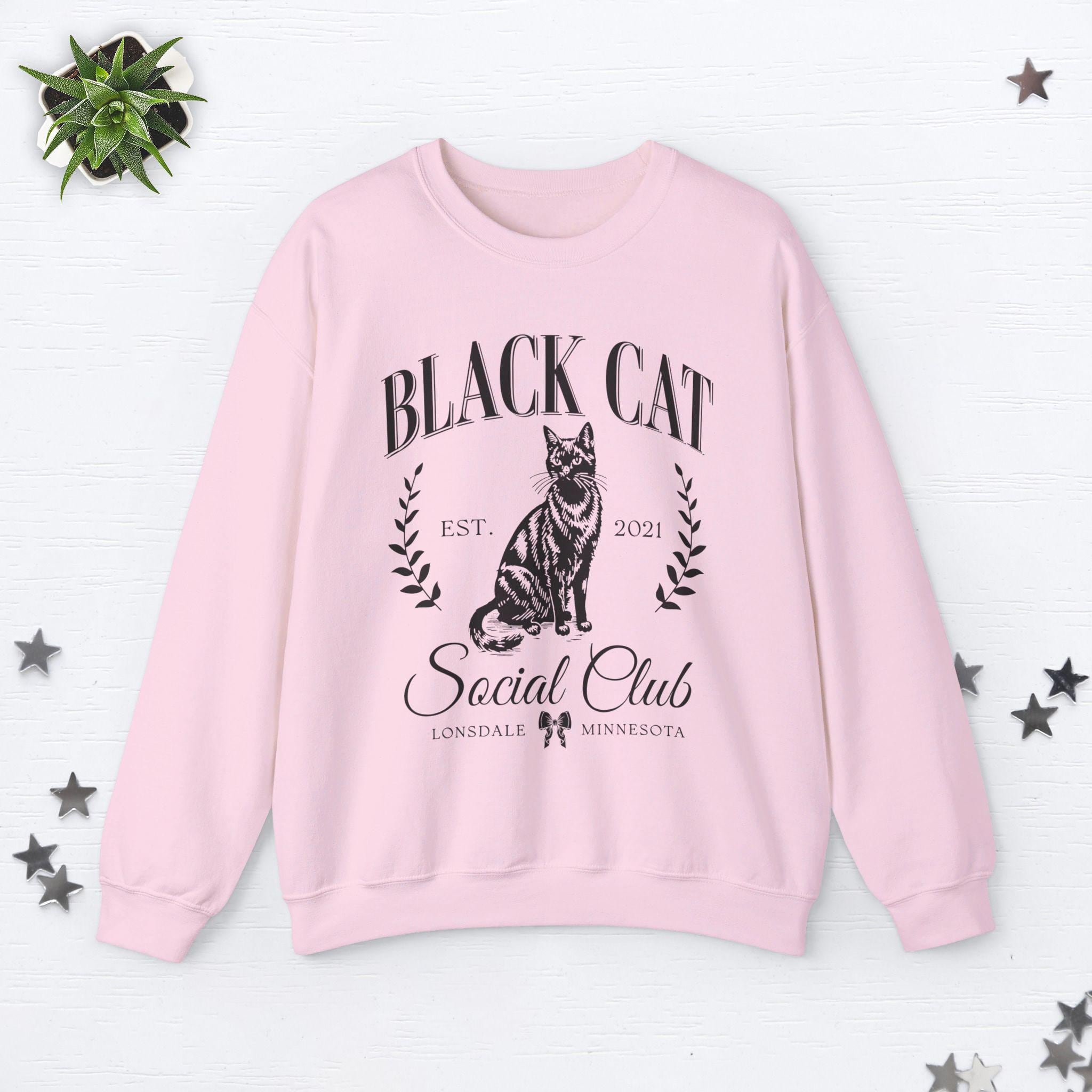 Custom Black Cat Sweatshirt Black Cat Sweater Old Money Aesthetic ...