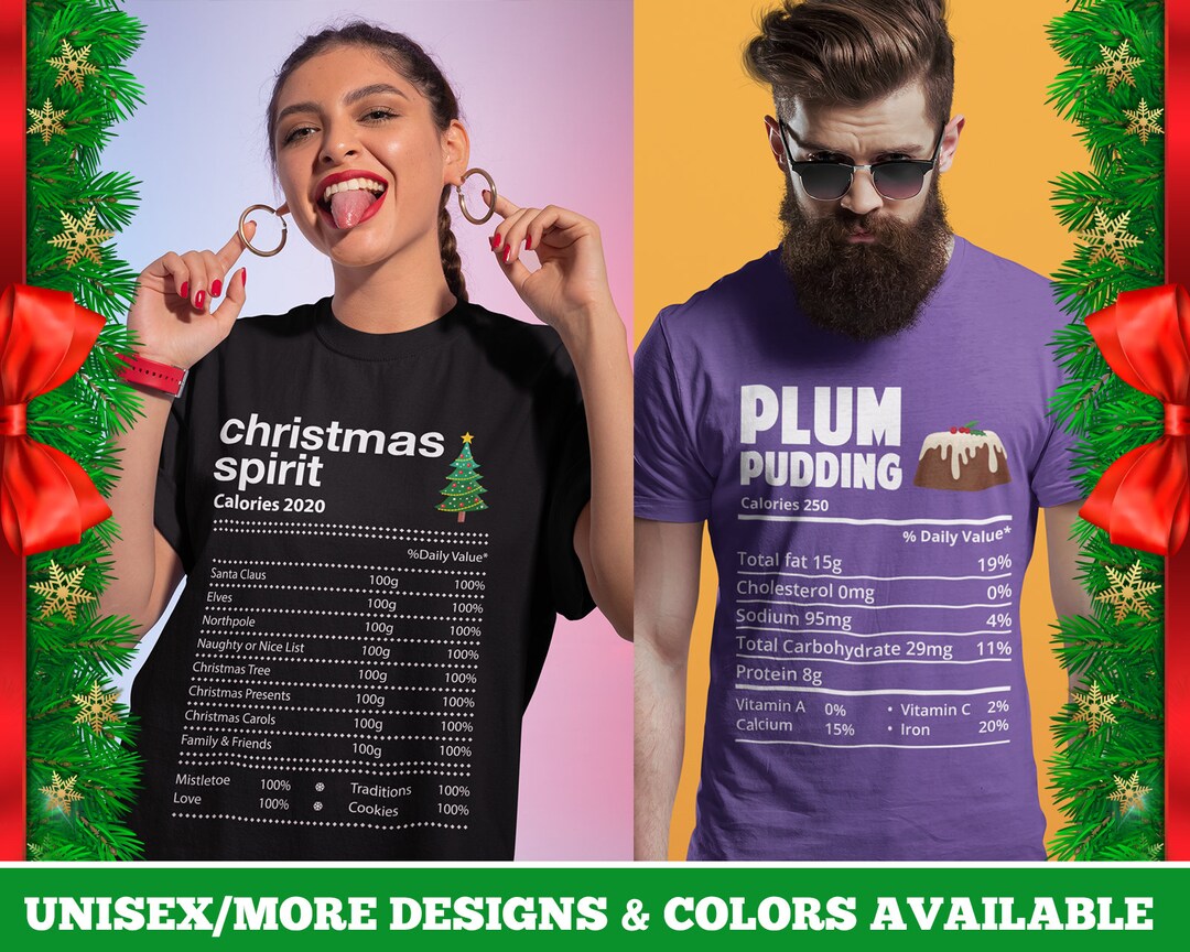 Christmas Nutritional Facts Shirt Funny Nutrition Label Facts Christmas ...