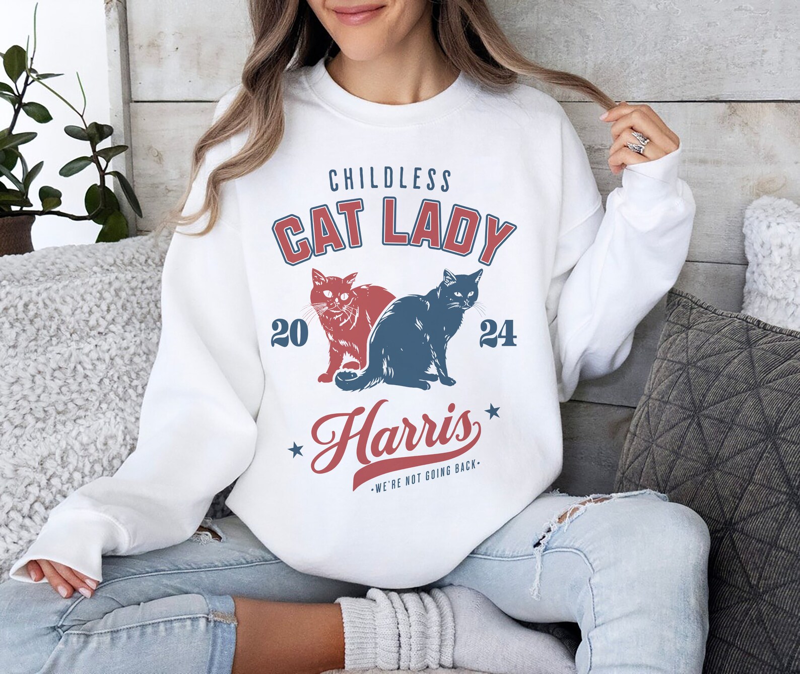 Childless Cat Lady for Kamala Sweatshirt Madam President Kamala Harris ...