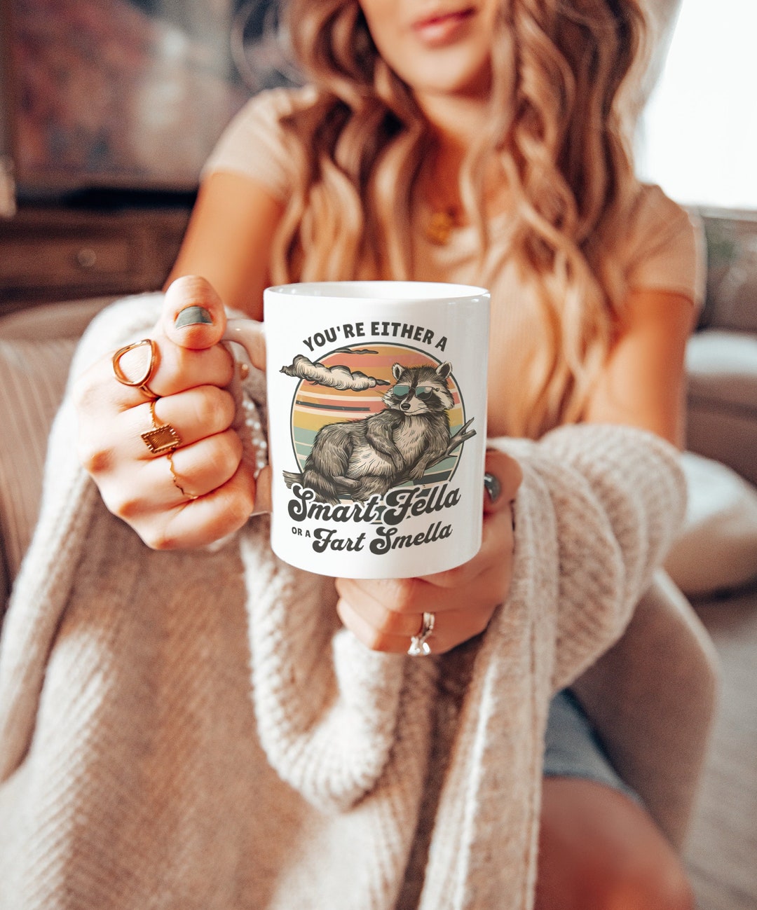 Are You A Smart Fella or Fart Smella Raccoon Mug Raccoon Coffee Mug ...